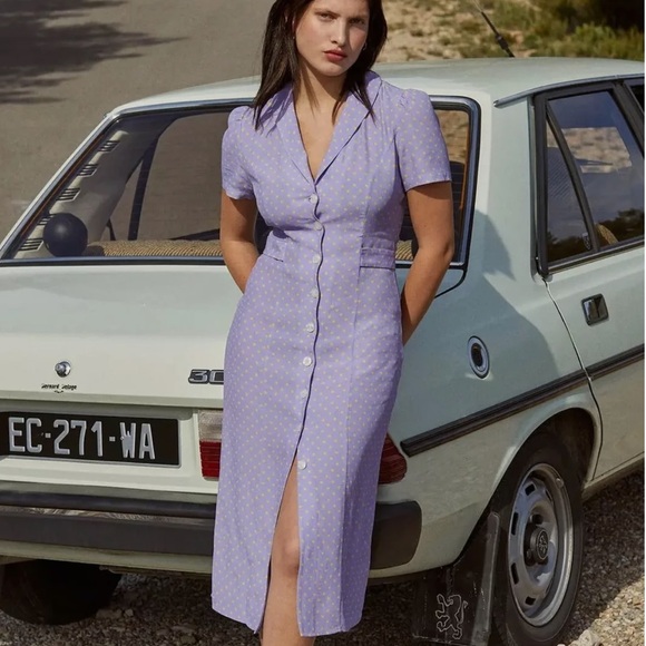 Rouje | Dresses | Rouje Purple Marin Dress With Yellow Polka Dots ...